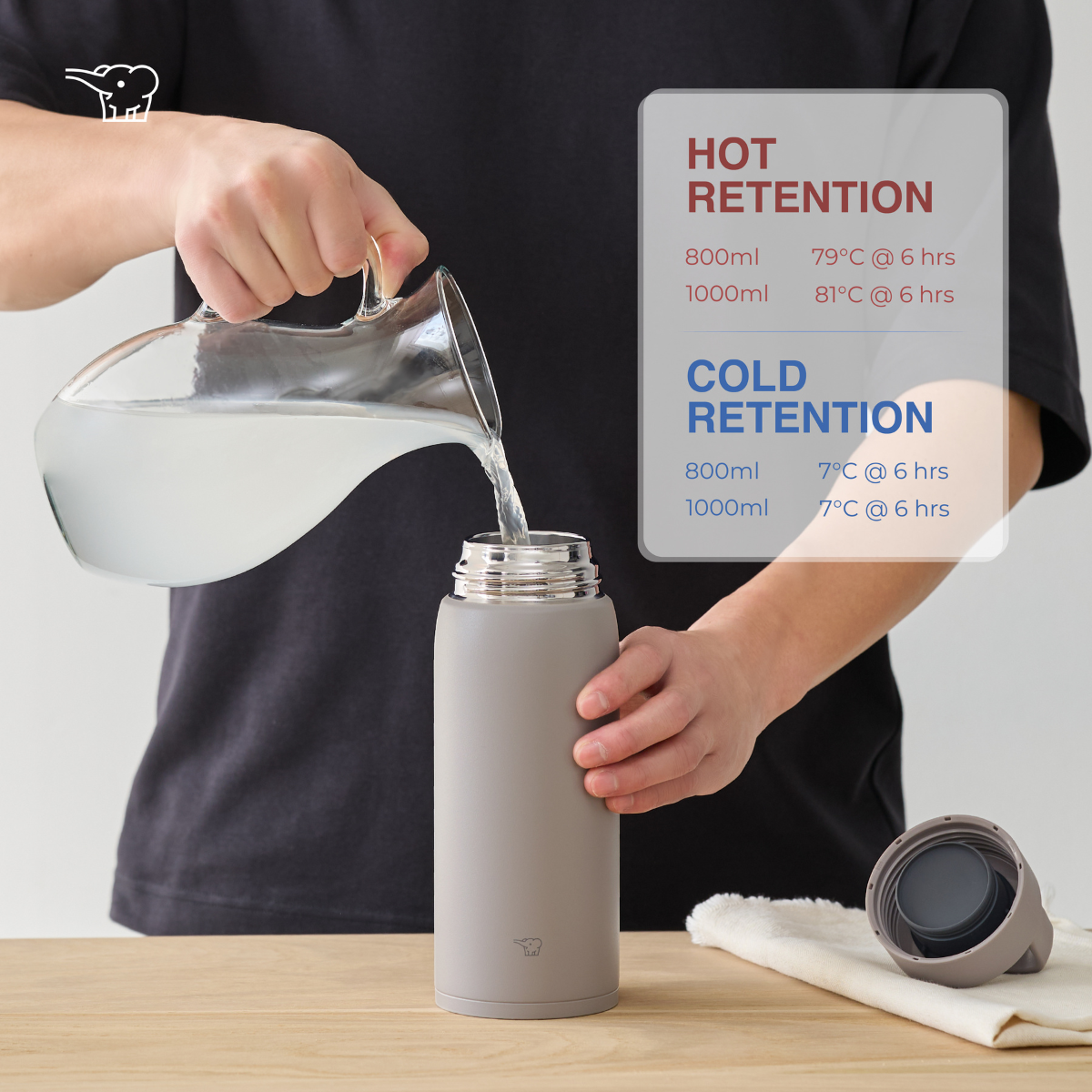 ZOJIRUSHI 0.8L/1.0L S/S TWIST OPEN MUG - SU-DA80/100